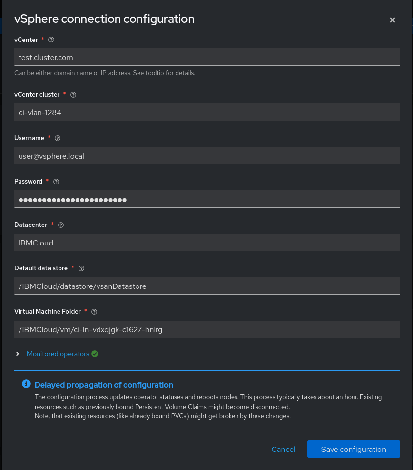 vSphere connection configuration wizard in web console shows incorrect vCenter cluster name ...